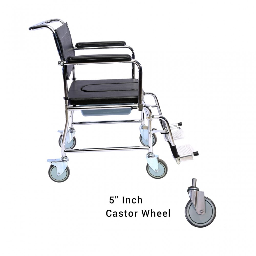 5 Inch Caster Wheel Commode Wheelchair