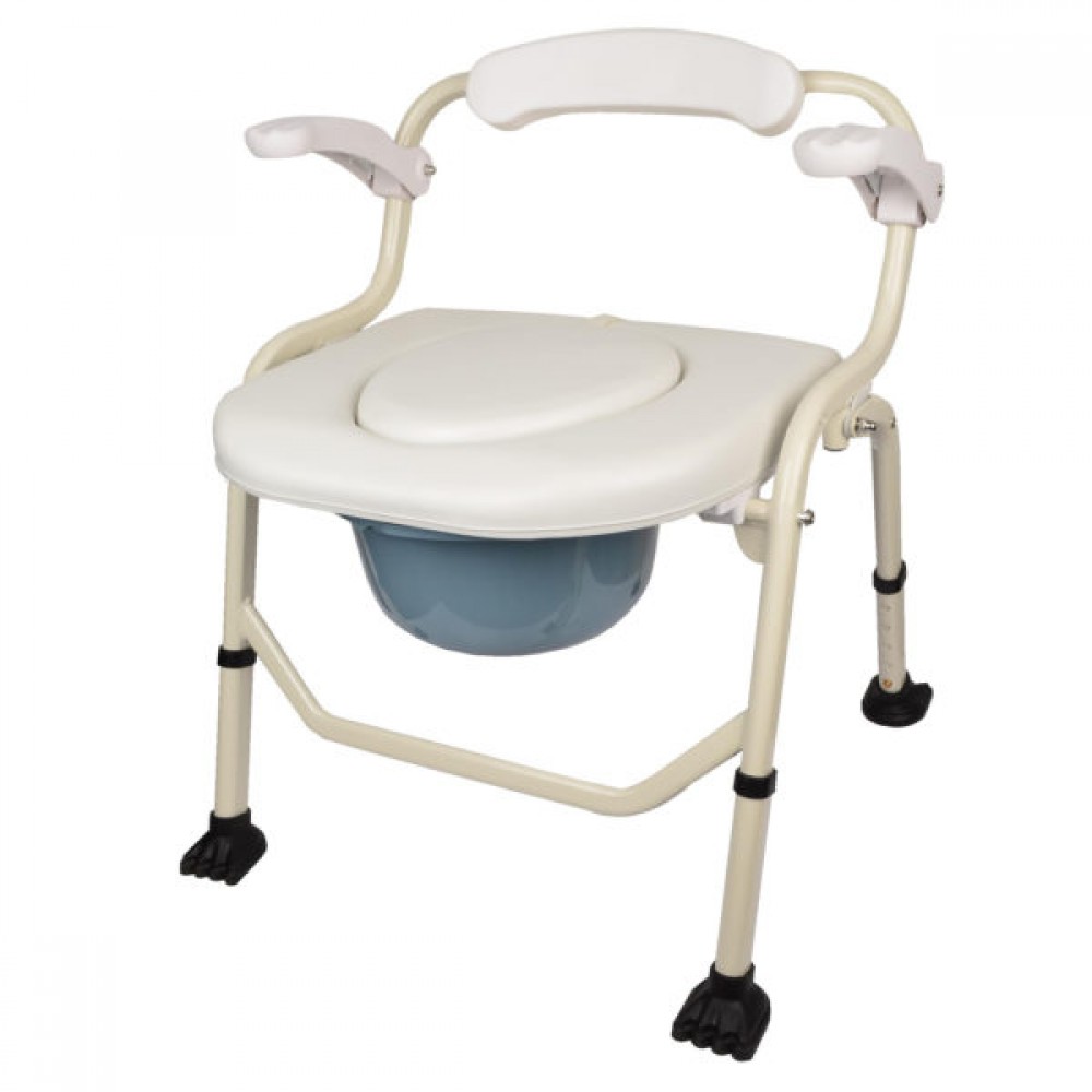 Deluxe Commode Shower Chair with Armrest Soft Cushion