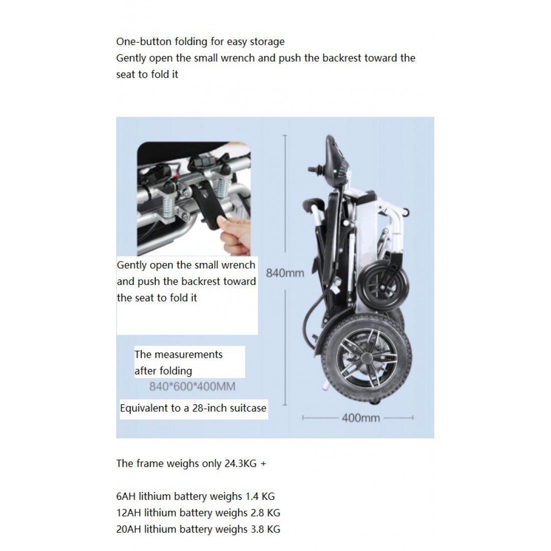 Evox Easy Fold Lightweight Power Wheelchair @ WC 107 84999