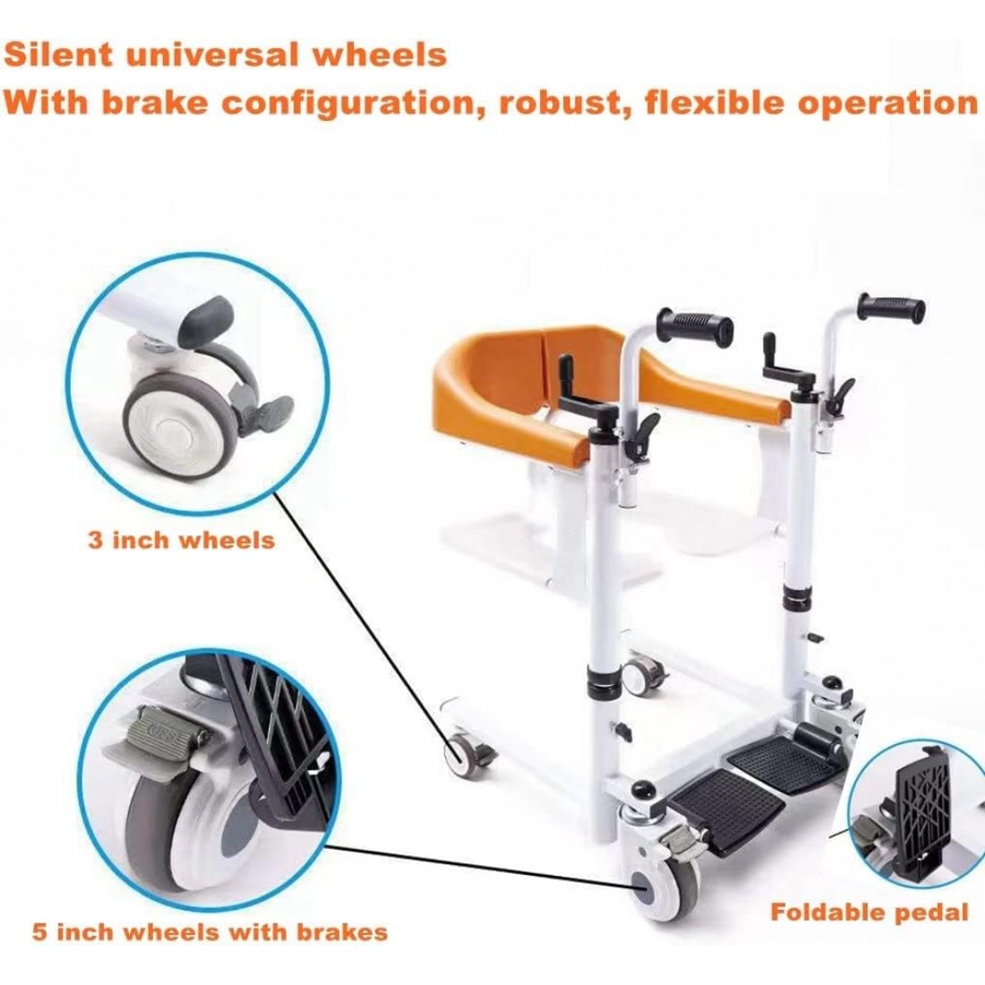 Mobility Kart Patient Lift and Transfer Chair For Narrow Bathroom Door
