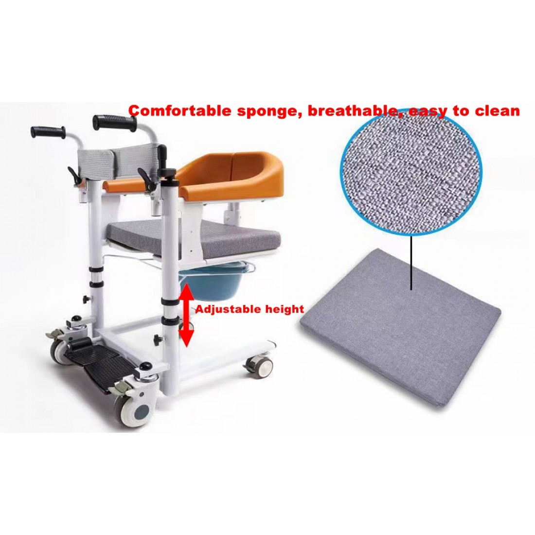 Mobility Kart Patient Lift and Transfer Chair For Narrow Bathroom Door