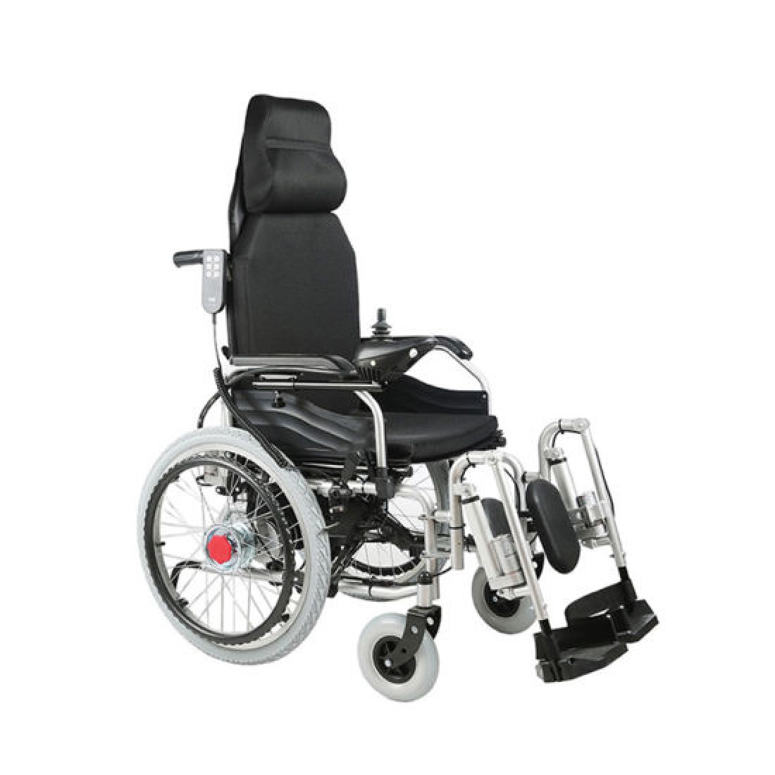 Recline Bed Type Powered Wheelchair with Elevating Footrests