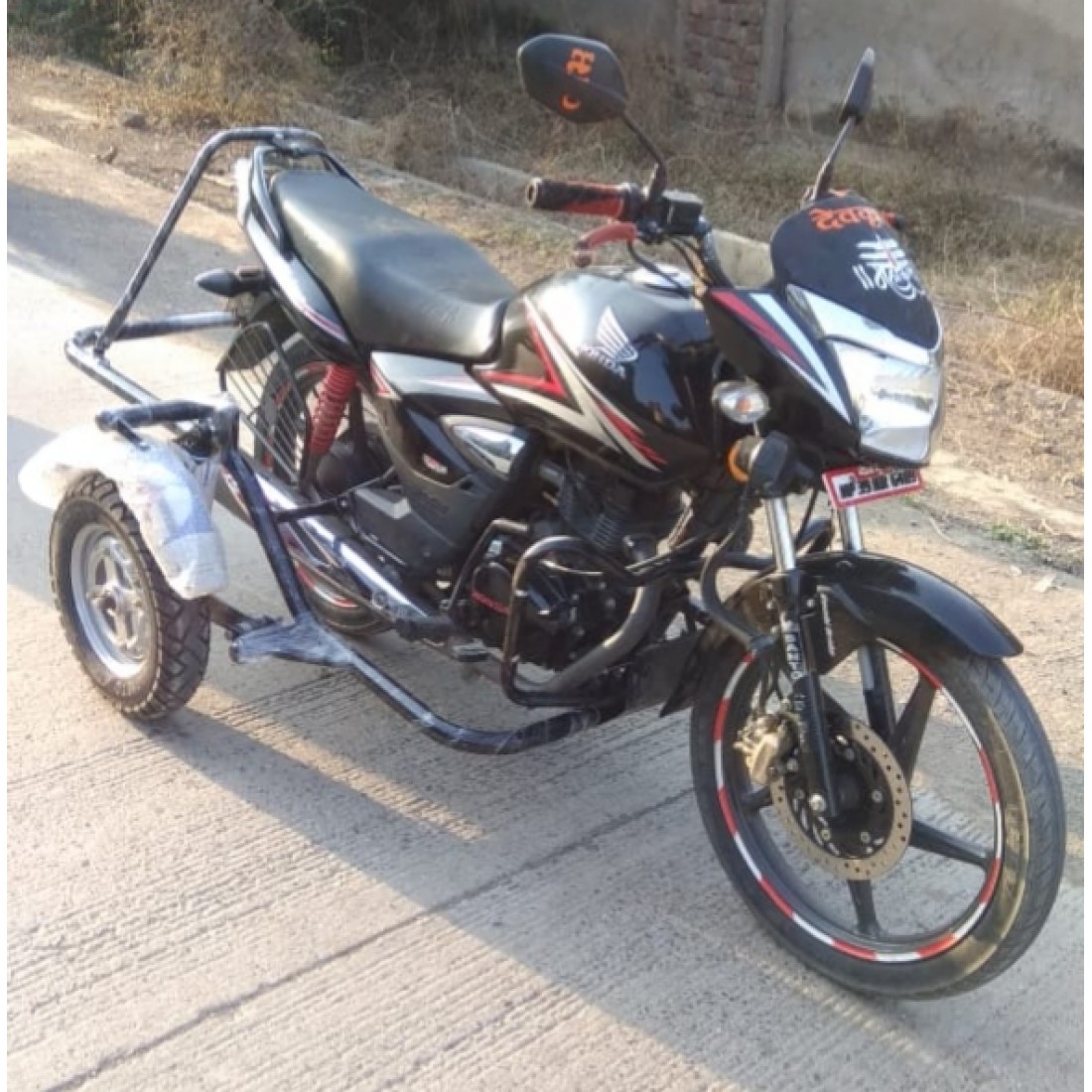 Side Wheel Attachment Kit For Honda CB Shine: Handicapped Bike