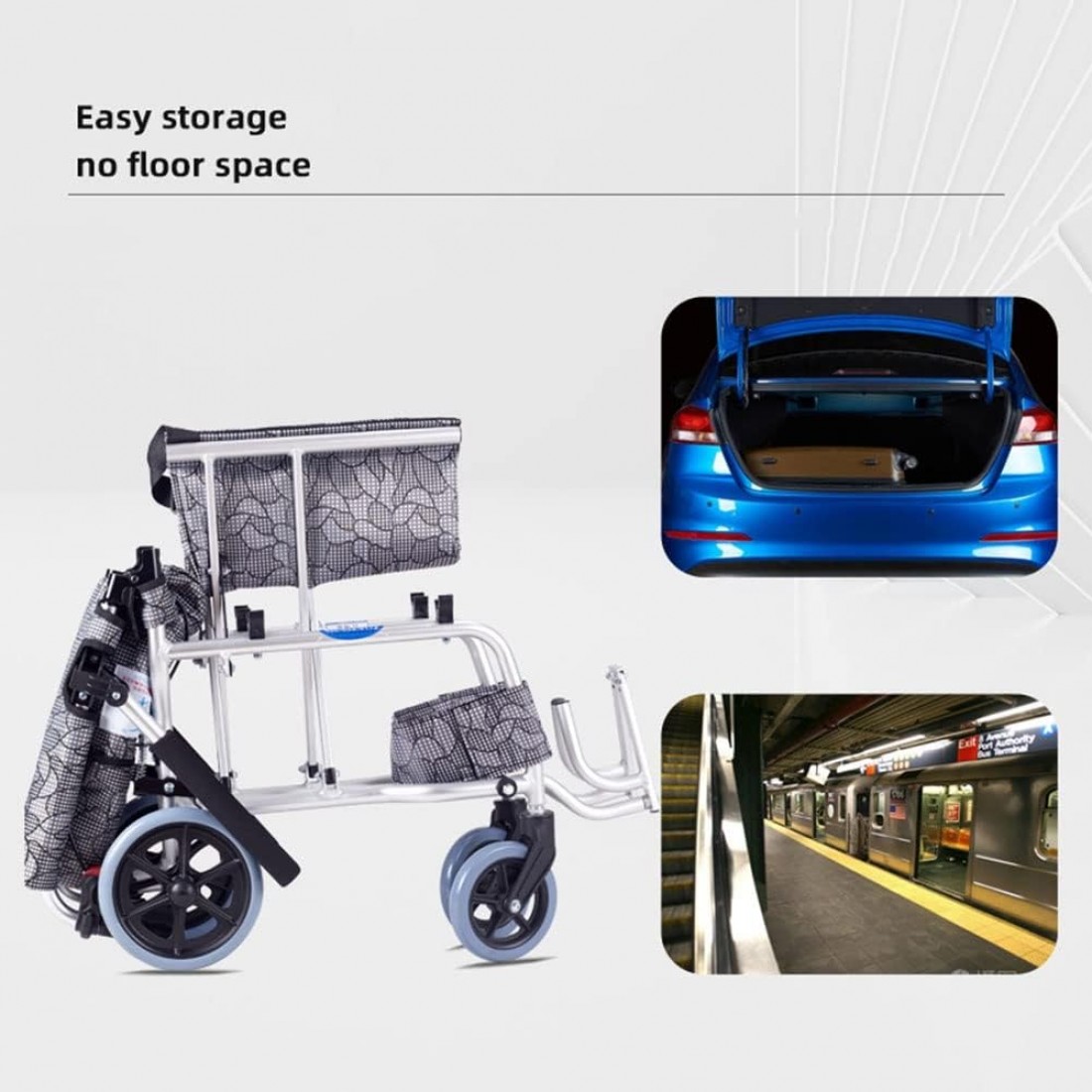 Ultra Lightweight Compact Folding Transit Wheelchair with Traveling Bag