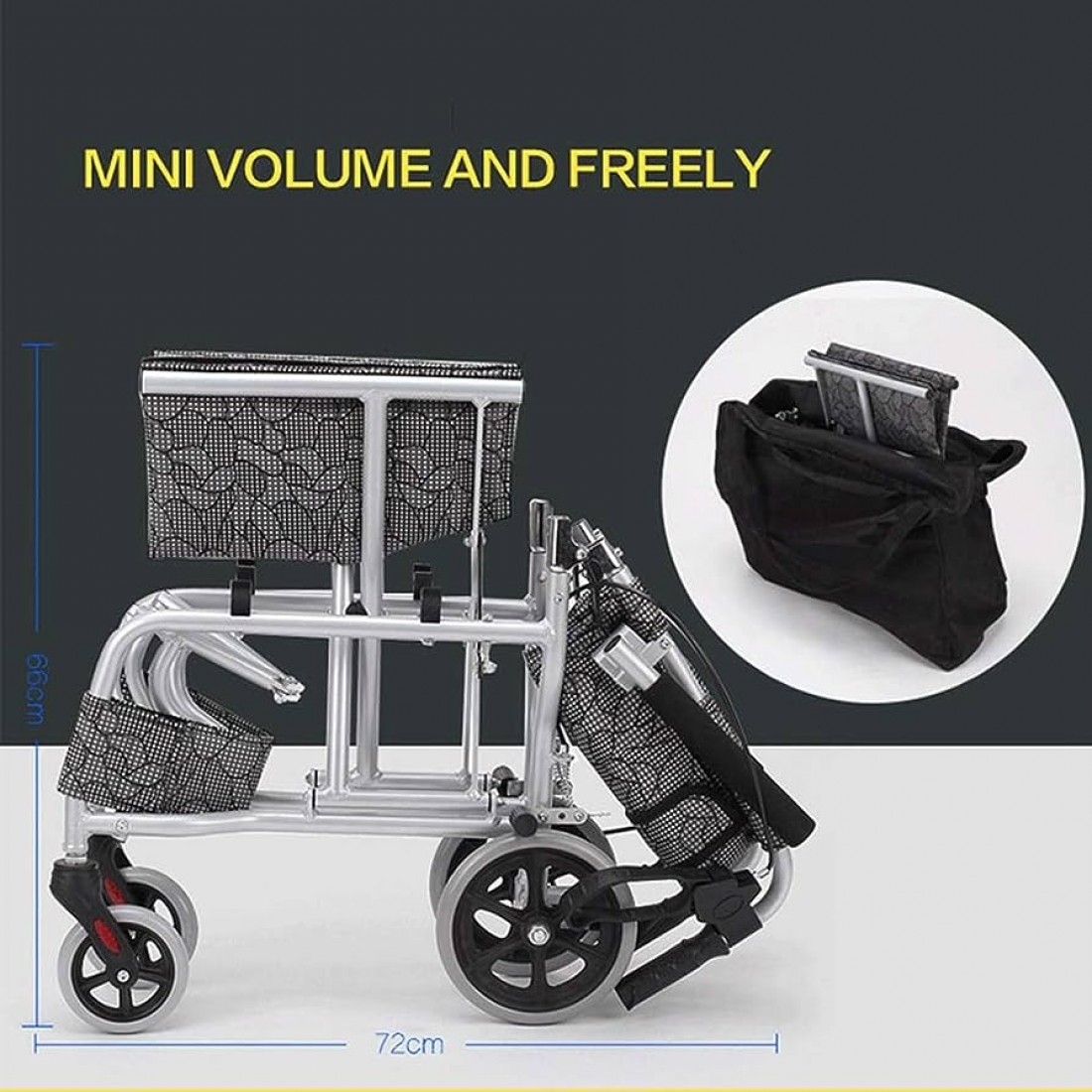Ultra Lightweight Compact Folding Transit Wheelchair with Traveling Bag
