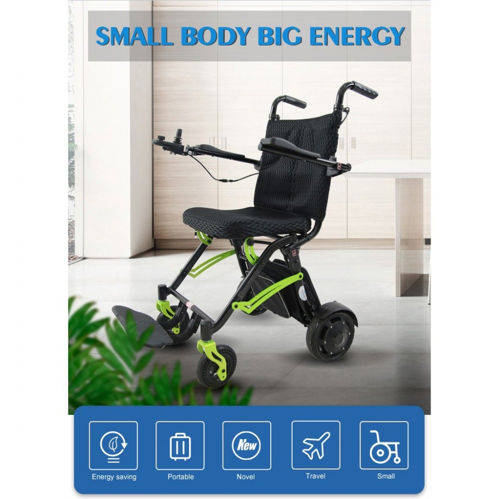 Ultralight Portable Compact Folding Easy to Carry Airplane Power Wheelchair